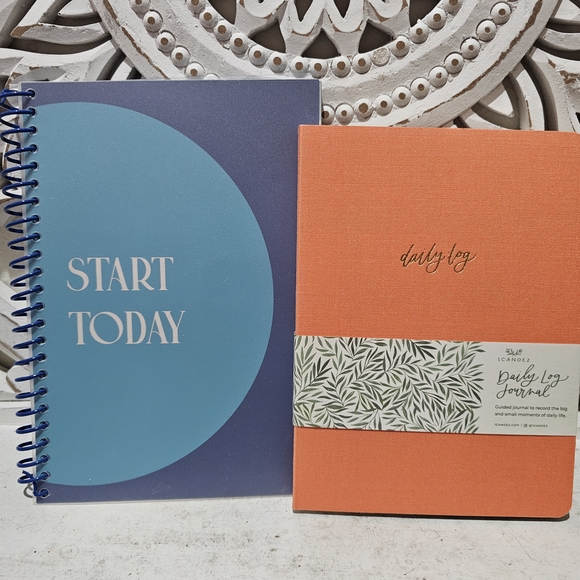 Office | New Start Today Blue And Daily Log Journal Orange Set | Poshmark